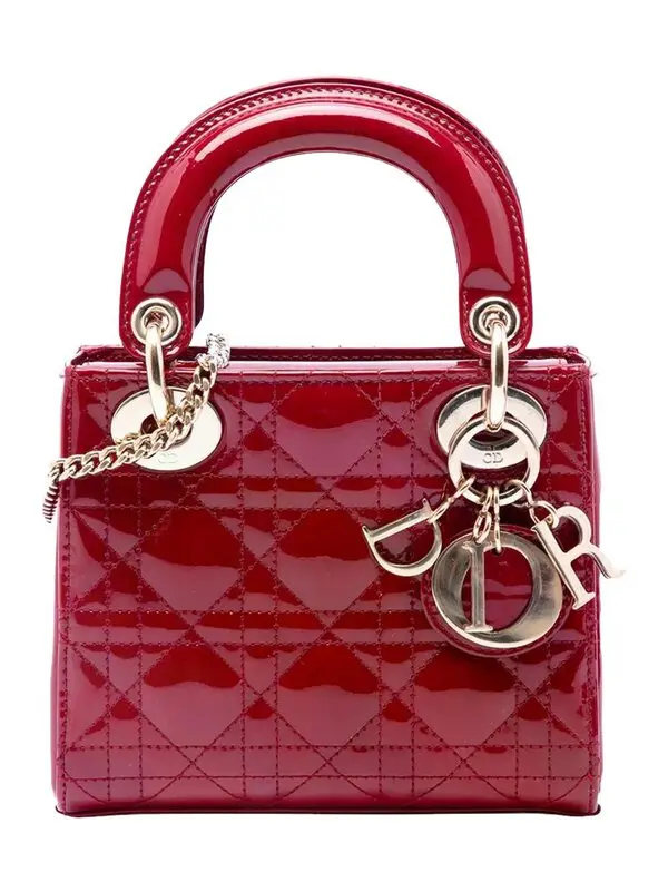 Dior Patent Cannage Lady Mini Satchel - Red