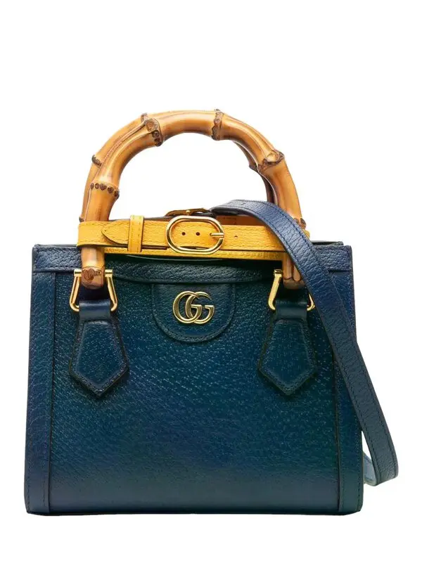 Gucci Small Calfskin Bamboo Diana Satchel - Blue