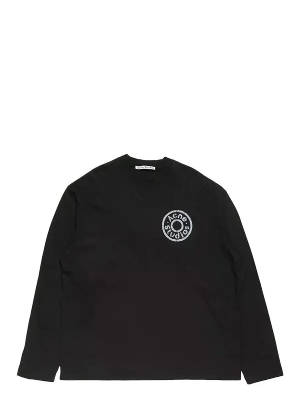 Acne Studios Logo Print Long Sleeve T-shirt - Black