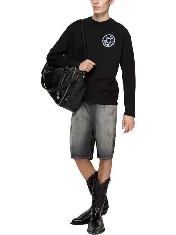 Acne Studios Logo Print Long Sleeve T-shirt - Black