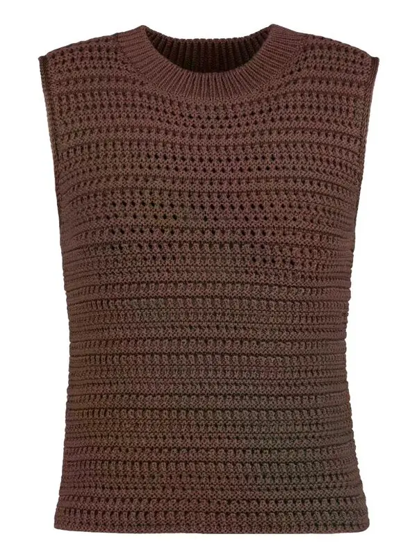 TOD'S Crochet Knit Sleeveless Top - Brown
