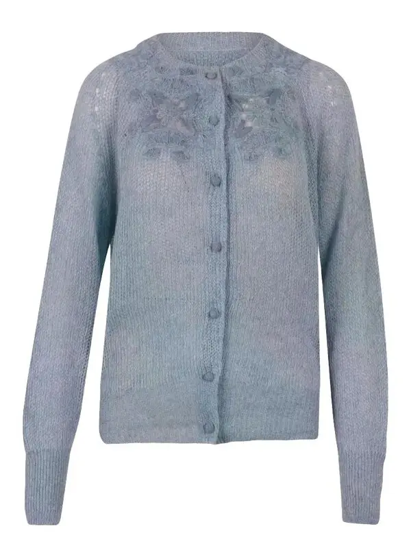 Ermanno Scervino Lace-appliqué Open-knit Cardigan - Blue