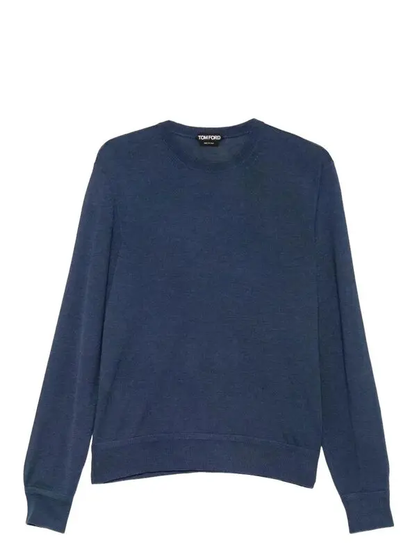 TOM FORD Crew Neck Long Sleeve Sweater - Blue