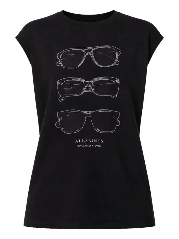 ALLSAINTS Graphic Print Cap Sleeve T-shirt - Black