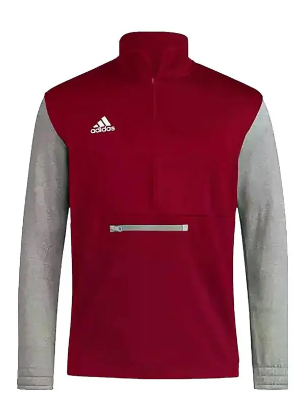 Adidas Logo Print Quarter-zip Jacket - Red