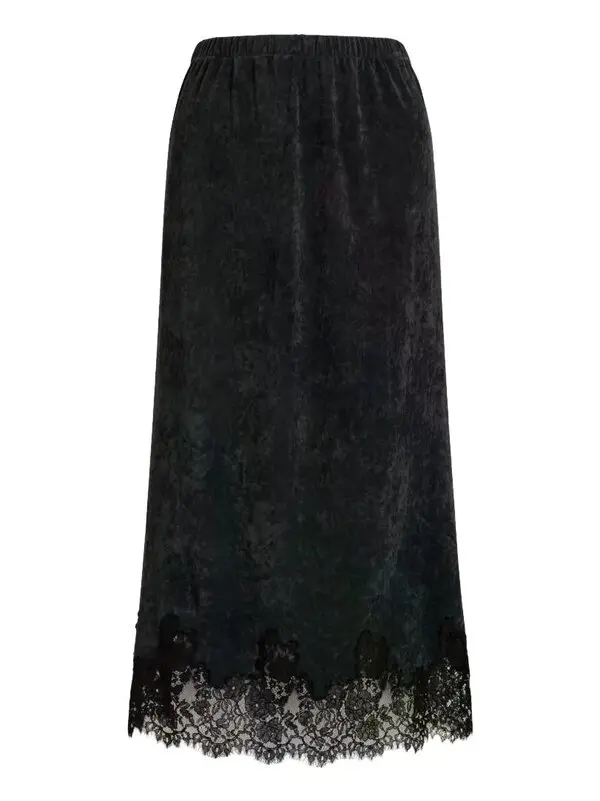 Alberta Ferretti Lace-trim Midi Skirt - Grey