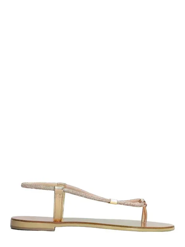 NICOLAS LAINAS Crystal Embellished Metallic Sandals - Pink