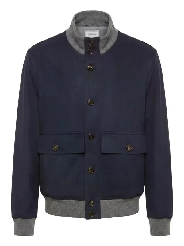 Brunello Cucinelli Contrast-trim Jacket - Blue