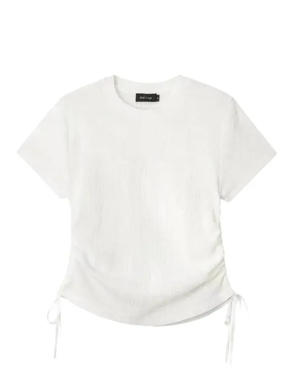 TOUT A COUP Shirred Side-tie T-shirt - Neutrals