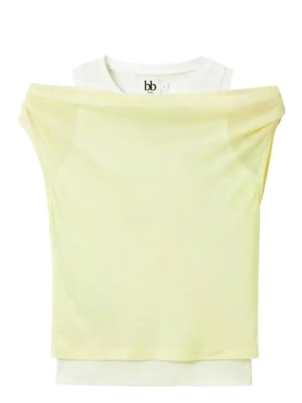 B+AB Layered Off-shoulder Tank Top - Yellow