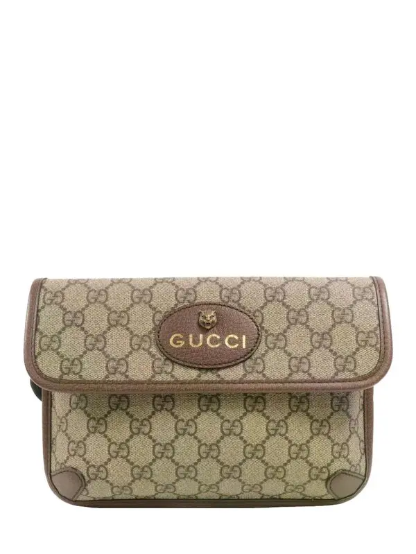 Gucci Gg Supreme Belt Bag With Tiger Head - Neutrals