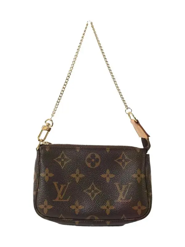 LOUIS VUITTON Mini Pochette Monogram Canvas Shoulder Bag - Brown