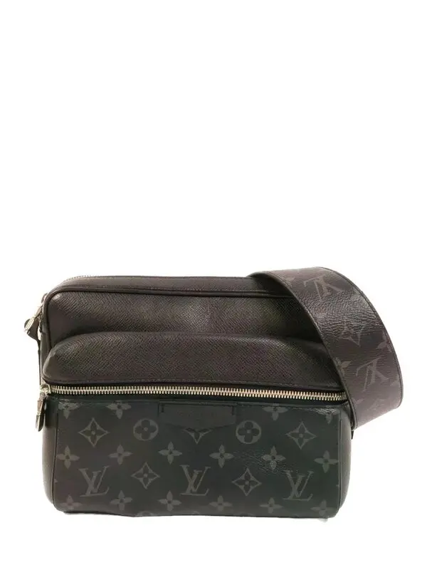 LOUIS VUITTON Monogram Eclipse Taiga Leather Messenger Bag - Black