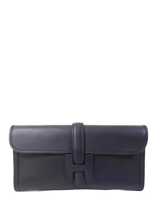 Hermès Jige Calfskin Clutch Bag - Black