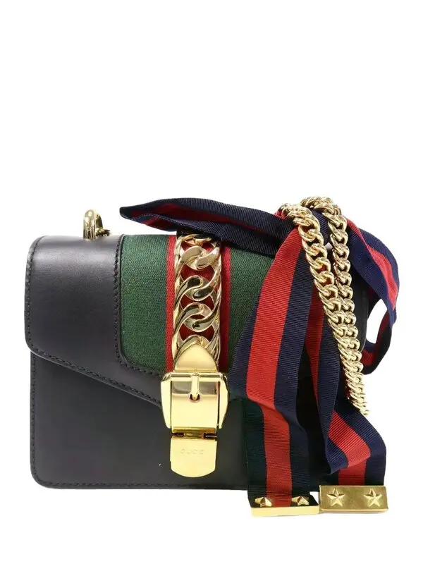 Gucci Sylvie Chain-link Shoulder Bag - Black