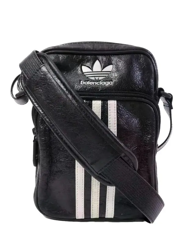 Balenciaga Logo-print Striped Messenger Bag - Black