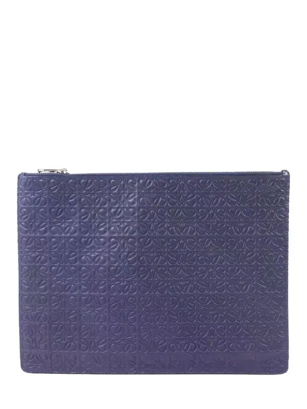 Loewe Anagram Embossed Clutch Bag - Blue