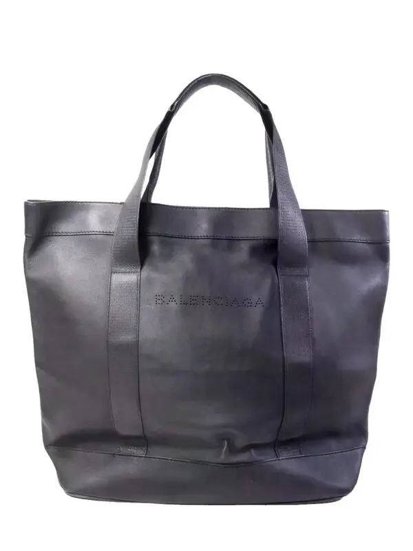 Balenciaga Perforated Logo Tote Bag - Black
