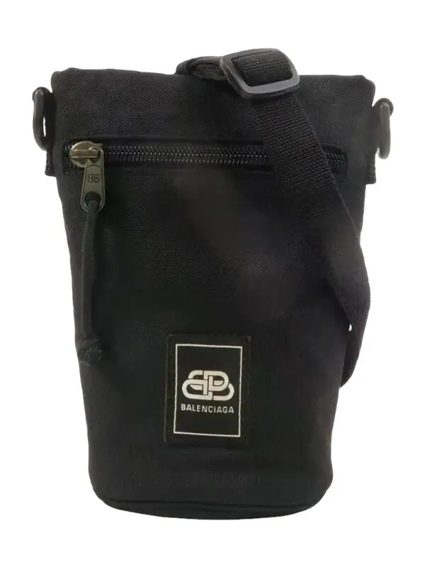 Balenciaga Logo Patch Shoulder Bag - Black