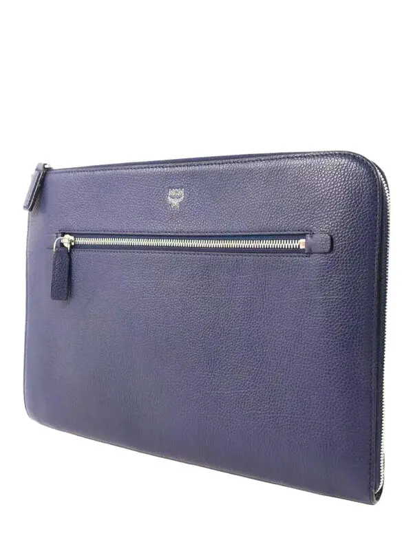 Mcm Grained Leather Clutch Bag - Blue