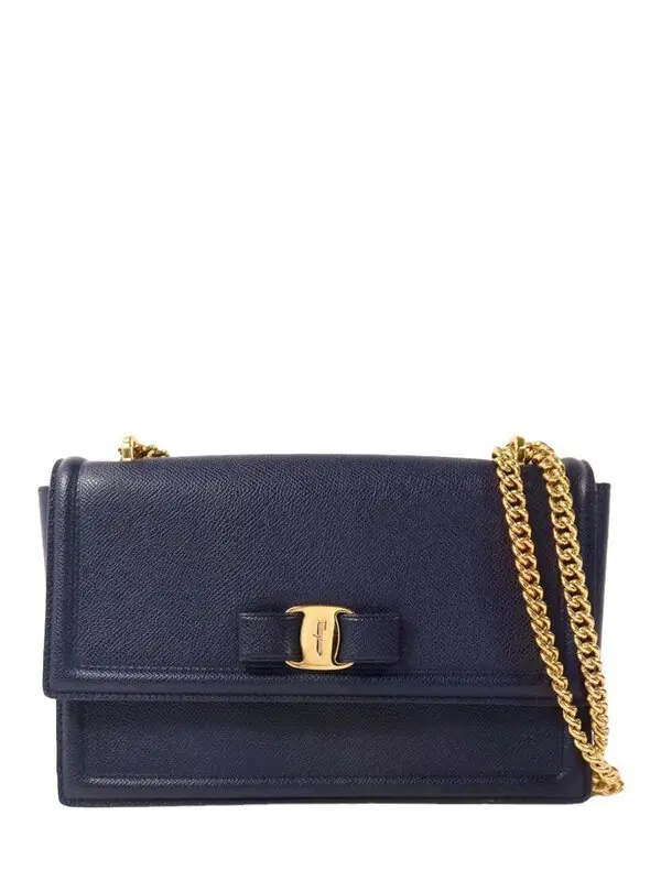 FERRAGAMO Vara Bow Chain Shoulder Bag - Blue
