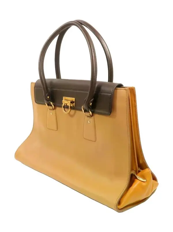 FERRAGAMO Gancini Calfskin Handbag - Neutrals