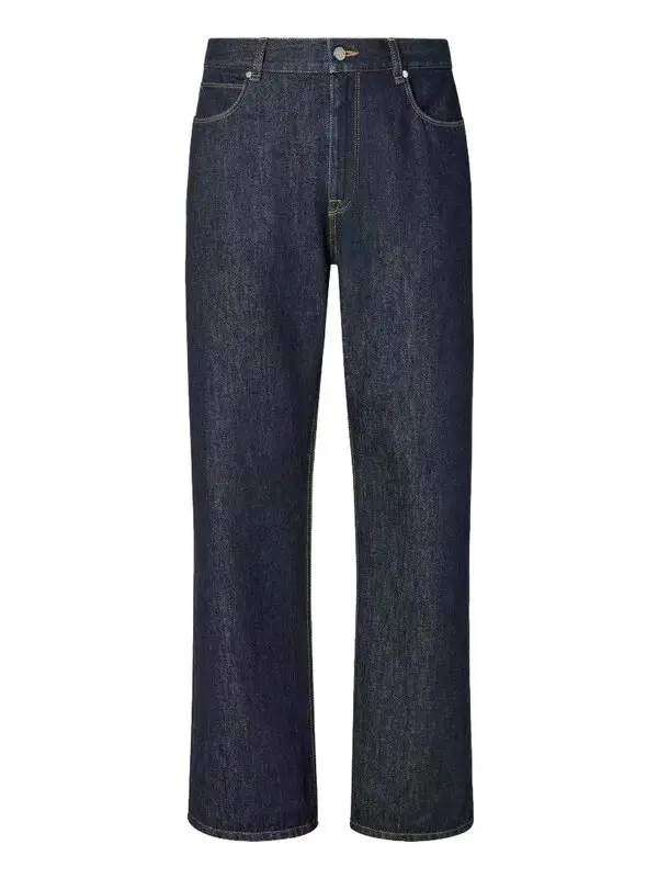 Fendi Straight-leg Jeans With Logo Patch - Blue