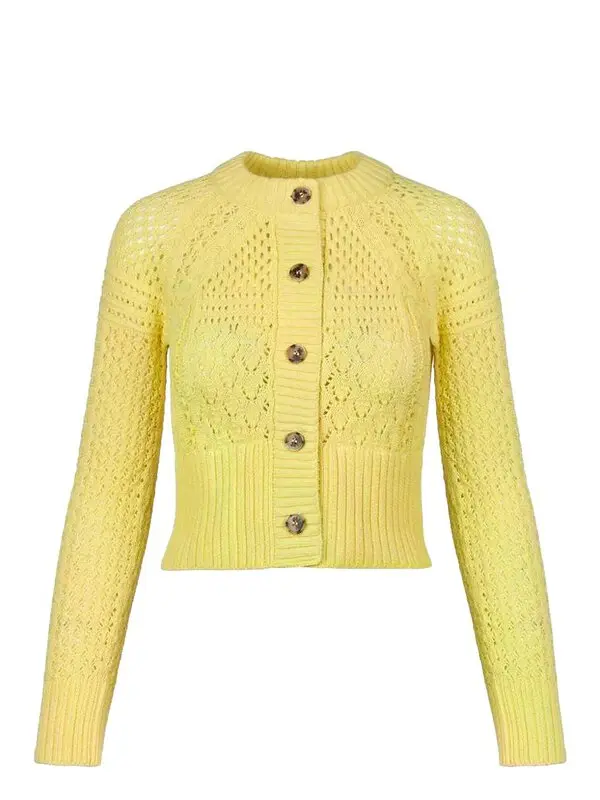 Smythe Crochet-knit Button-up Cardigan - Yellow