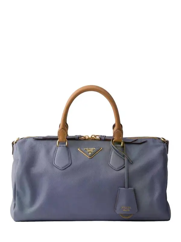 Prada Large Leather Top-handle Bag - Blue