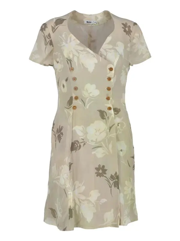 Giorgio Armani Double-breasted Floral Print Dress - Neutrals