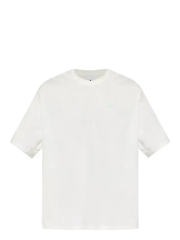 Adidas Logo-embroidered Graphic-print T-shirt - Neutrals