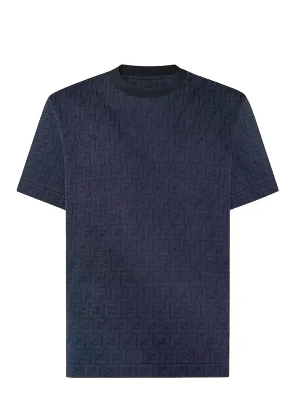 Fendi Ff Logo-jacquard T-shirt - Blue