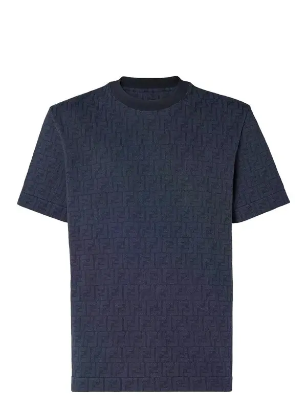 Fendi Ff Logo-jacquard T-shirt - Blue