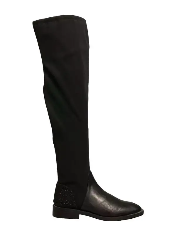MY TWIN Over-the-knee Boots With Rhinestone Embellishments - Black