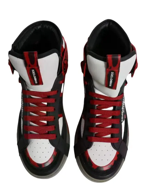 Dolce & Gabbana Portofino Leopard-print High-top Sneakers - Red