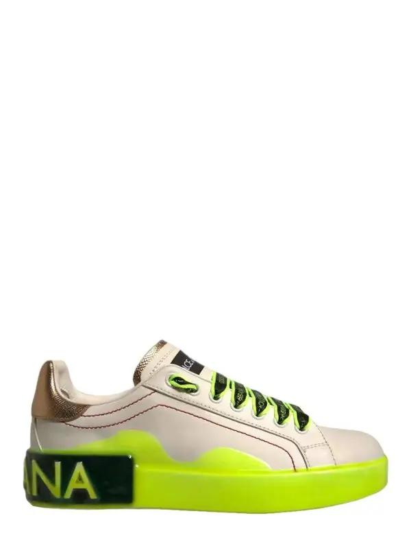 Dolce & Gabbana Portofino Leather Sneakers - Neutrals
