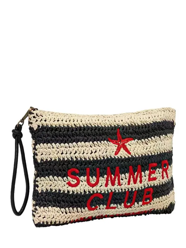 LOLA CASADEMUNT Striped Knit Starfish Motif Wristlet - Black