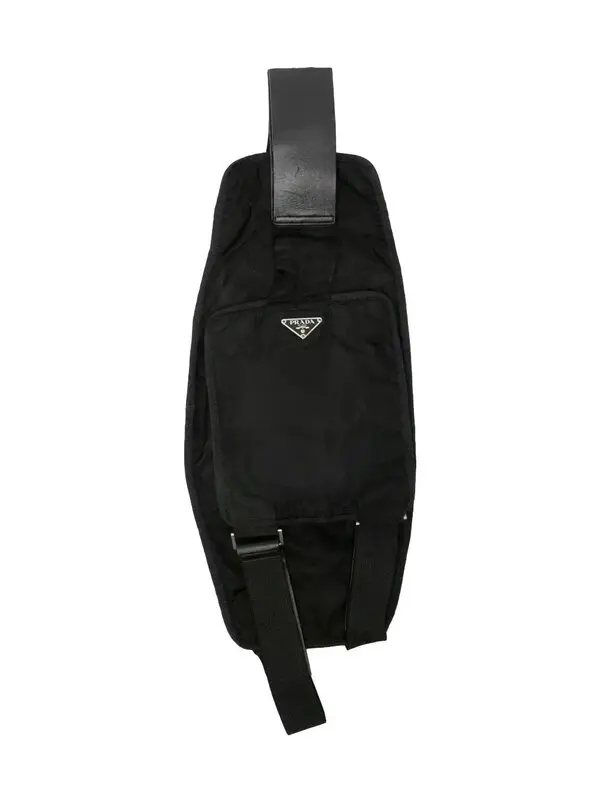 Prada Enamel Triangle Logo Plaque Belt Bag - Black