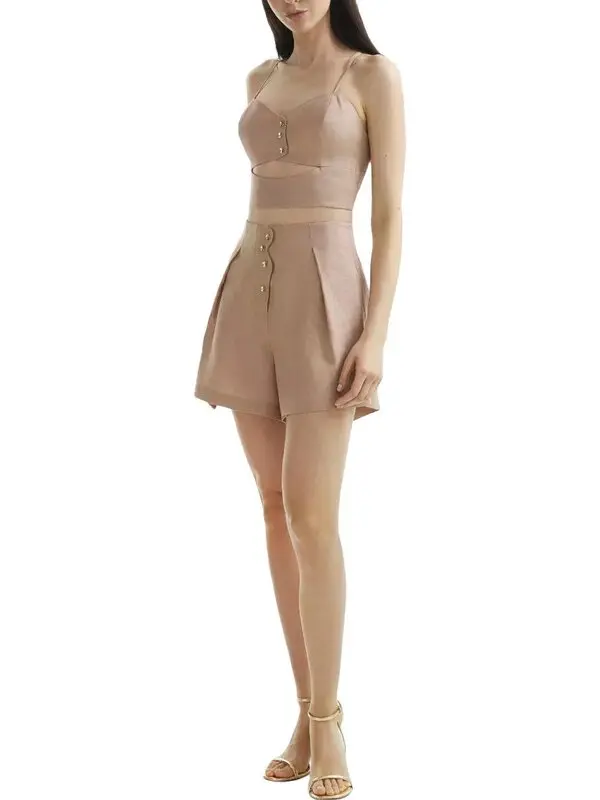 MIA PECULIAR Sweetheart Neck Top - Brown