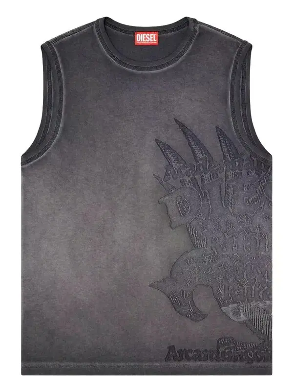 DIESEL® T-rawbisco Graphic-print Sleeveless T-shirt - Grey