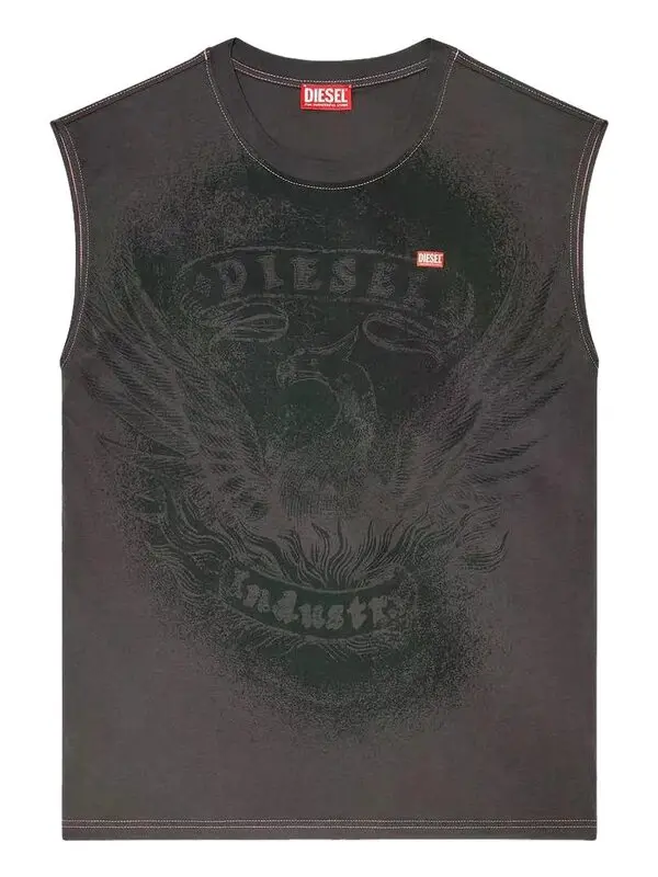 DIESEL® Sleeveless Top In Cotton With Graphic - Grey