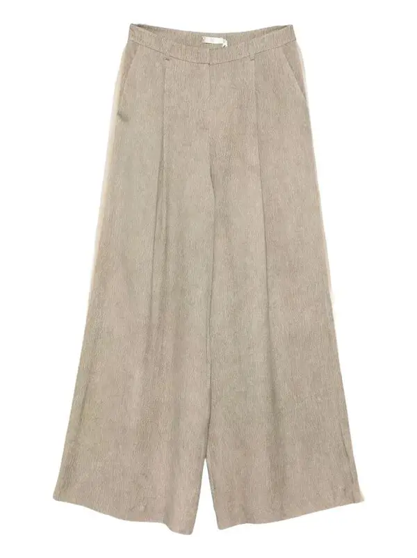 HUI MILANO Side-stripe Pleated Palazzo Pants - Neutrals