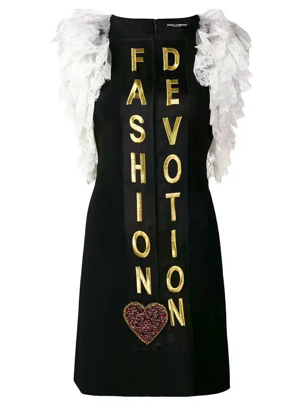Dolce & Gabbana Fashion Devotion" Patch Short Dress - Black