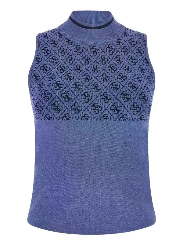 Guess Sleeveless High Neck Knit Top - Blue