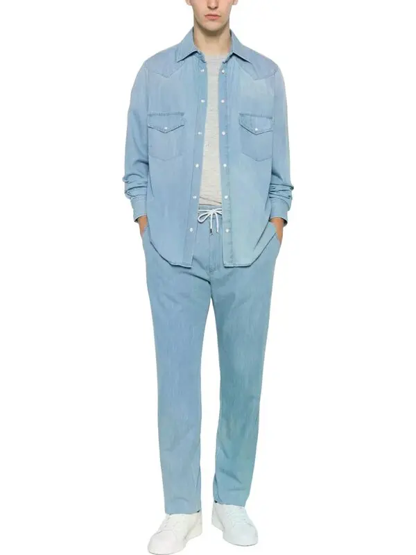 PANICALE Western-style Flap-pocket Shirt - Blue