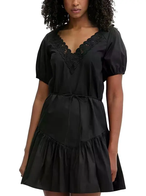 TWINSET Lace-trimmed V-neck Mini Dress - Black