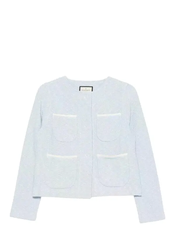 Bruno Manetti Bouclé Jacket With Contrast Trim - Blue