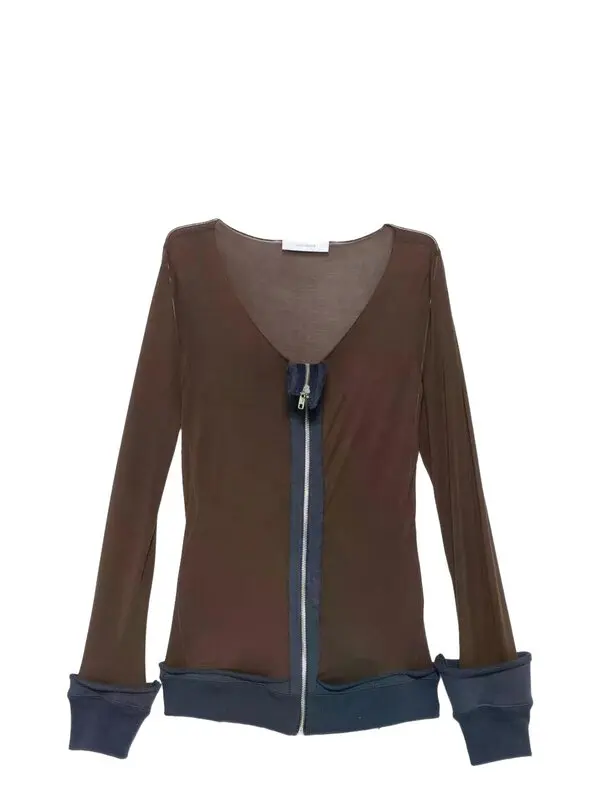 JULIE KEGELS Jean Zip-up Long-sleeve Top - Brown