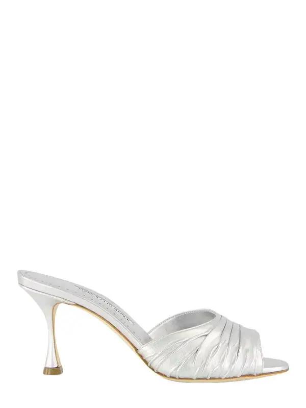 Manolo Blahnik Pirua Nappa Leather Heeled Mules - Silver