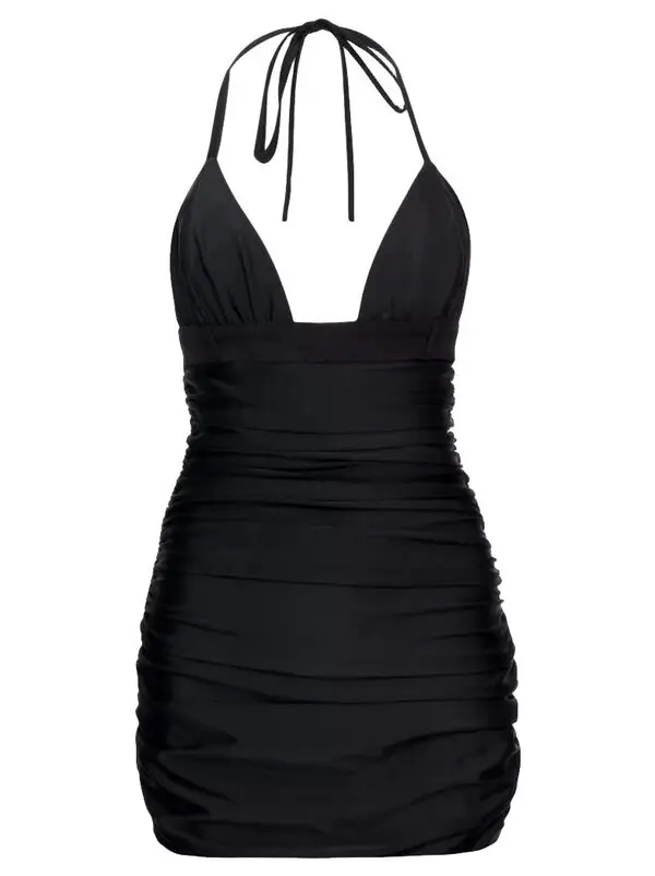 MEDEEA Ruched Halterneck Mini Dress - Black